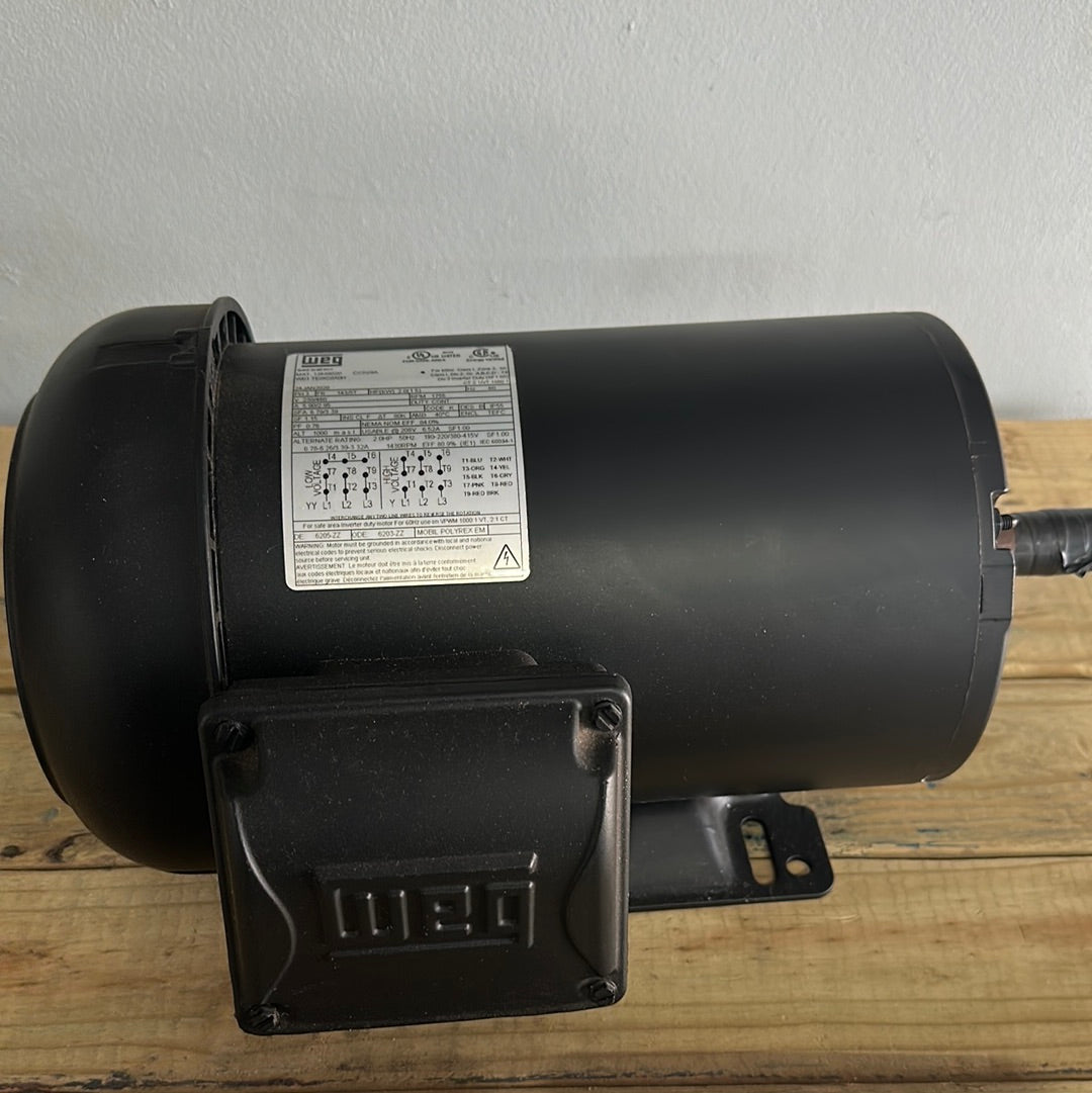 WEG 2HP 1800RPM 143/5T 190-220V/380-415V/460V 60Hz 3phase Rolled Steel