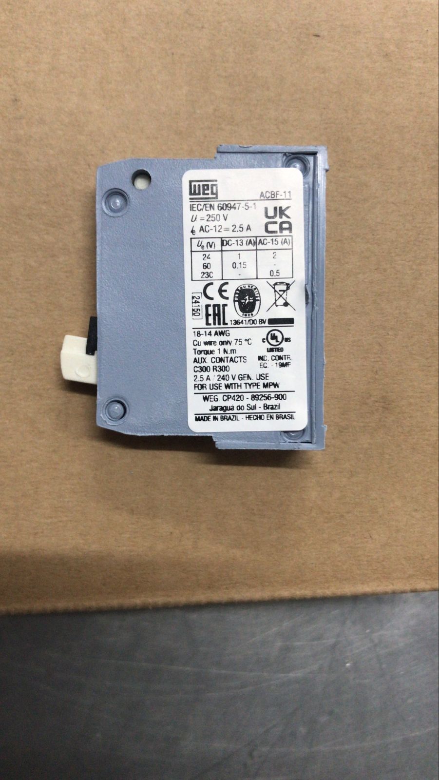 WEG ACBF11 Front Mounted Auxiliary Contact Switch For MPW18 40&20